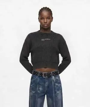 Karl Lagerfeld Washed Rib-knit Sweater - Turbulence