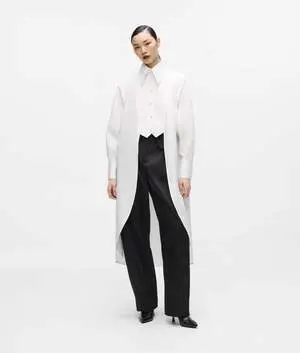 Karl Lagerfeld Kl Studio Layered Long Shirt In Organic Cotton