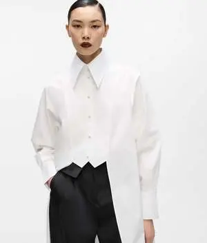 Karl Lagerfeld Kl Studio Layered Long Shirt In Organic Cotton