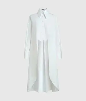 Karl Lagerfeld Kl Studio Layered Long Shirt In Organic Cotton - White