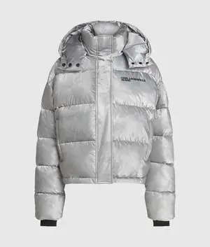 KL JEANS Cropped Shiny Puffer Jacket - Grey