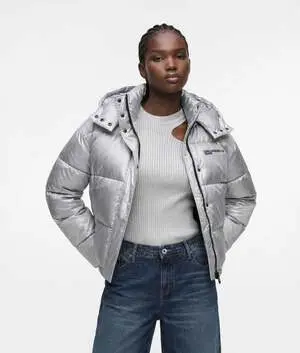 KL JEANS Jeans Cropped Shiny Puffer Jacket - Grey