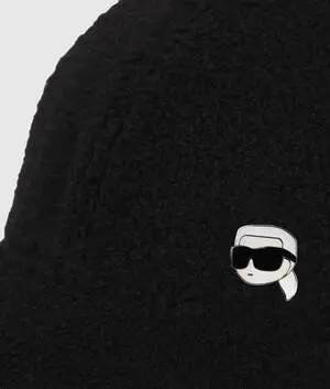 Karl Lagerfeld Faux Shearling Baseball Cap With Ikon Pin