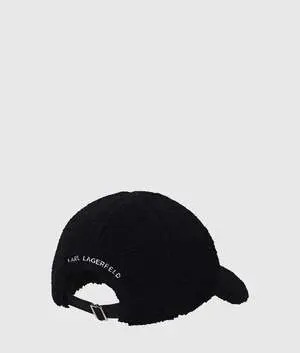Karl Lagerfeld Faux Shearling Baseball Cap With Ikon Pin