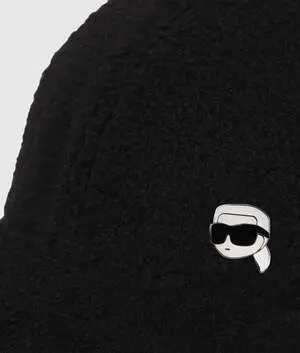 Karl Lagerfeld Faux Shearling Baseball Cap With Ikon Pin
