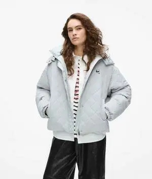 Karl Lagerfeld Ikon Quilted Puffer Jacket - Silver