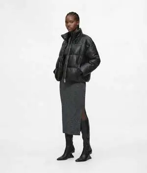 KL JEANS Faux-leather Puffer Jacket