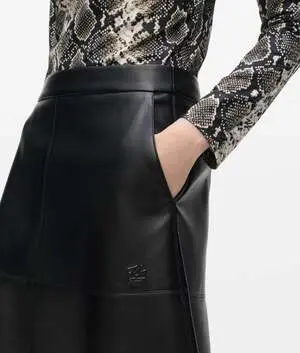 Karl Lagerfeld Faux-leather Midi Skirt