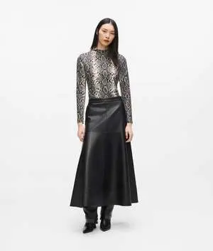 Karl Lagerfeld Faux-leather Midi Skirt - Black