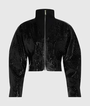 Karl Lagerfeld Croc-embossed Lambskin Leather Jacket