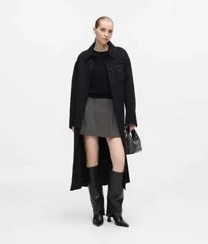 Karl Lagerfeld Belted Long Wool-blend Coat - Black