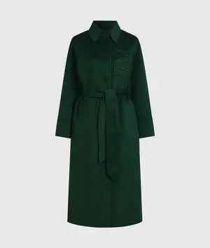 Karl Lagerfeld Belted Long Wool-blend Coat - Garden