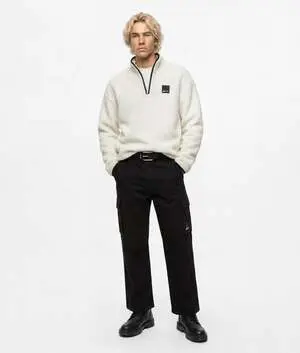 Karl Lagerfeld Half-zip Fleece Sweatshirt - Egret