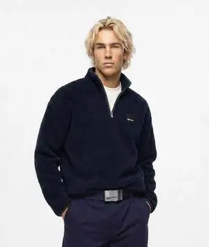 KL JEANS Half-zip Fleece Sweatshirt - Peacoat