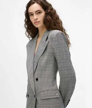 Karl Lagerfeld Structured Checked Double-breasted Blazer