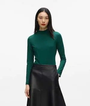 Karl Lagerfeld Mock Neck Long Sleeve Snake Print Top - Garden