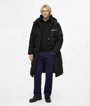 KL JEANS Jeans Longline Puffer Jacket With Removable Hood