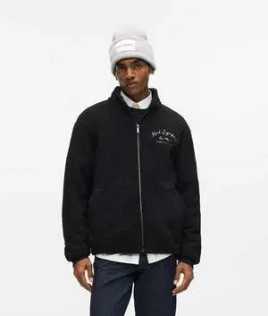 Karl Lagerfeld Loungewear Zip-up Fleece Jacket - Black