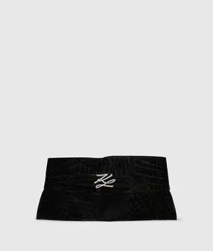 Karl Lagerfeld K/autograph Croco Corset Belt - Black