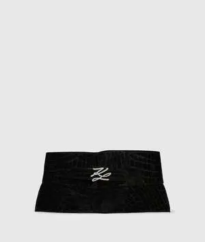 Karl Lagerfeld K/autograph Croco Corset Belt - Black