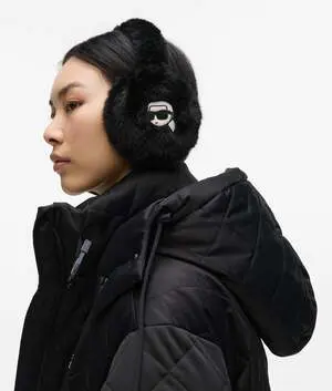 Karl Lagerfeld Faux-fur Ear Muffs With Embroidered Artwork
