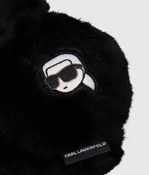 Karl Lagerfeld Faux-fur Ear Muffs With Embroidered Artwork