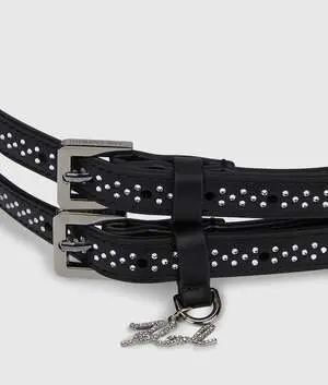 Karl Lagerfeld K/signature Rhinestone Double Belt