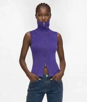 KL JEANS Jeans Sleeveless Zip-up Knit Vest - Prism Violet