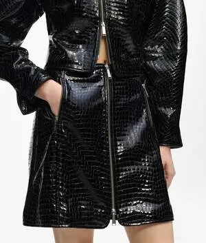 Karl Lagerfeld Kl Studio Croco Leather Skirt