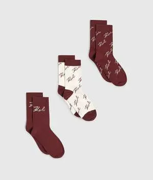 Karl Lagerfeld 3-pack Crew Socks - Windsor Wine
