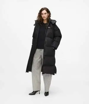 Karl Lagerfeld Long Hooded Puffer Jacket - Black
