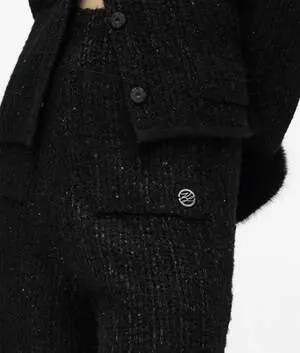 Karl Lagerfeld Bouclé Knitted Sequined Pants