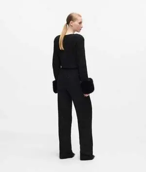 Karl Lagerfeld Bouclé Knitted Sequined Pants