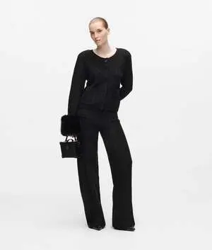 Karl Lagerfeld Bouclé Knitted Sequined Pants