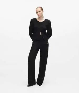 Karl Lagerfeld Bouclé Knitted Sequined Pants - Black