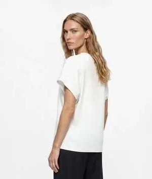 Karl Lagerfeld Capped Sleeve T-shirt With Embroidered Logo - White