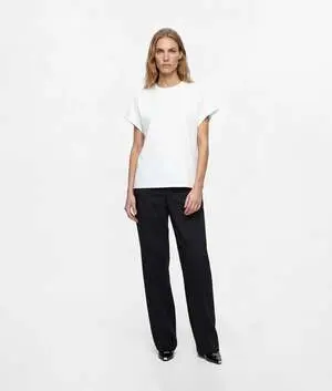 Karl Lagerfeld Capped Sleeve T-shirt With Embroidered Logo - White