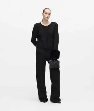 Karl Lagerfeld Faux-fur Trimmed Bouclé Knit Cardigan