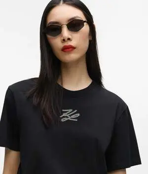 Karl Lagerfeld Rhinestone Autograph T-shirt - Black