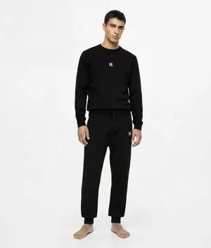 Karl Lagerfeld Monogram Cashmere Blend Loungewear Pants - Black
