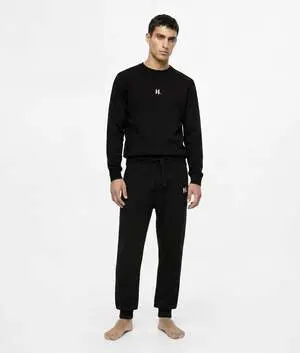 Karl Lagerfeld Monogram Cashmere Blend Loungewear Pants - Black