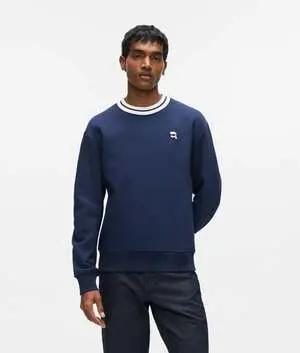 Karl Lagerfeld Ikon Striped Neck Sweatshirt - Peacoat