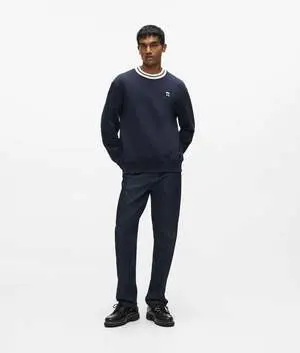 Karl Lagerfeld Ikon Striped Neck Sweatshirt - Peacoat