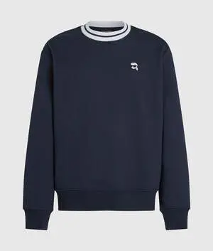 Karl Lagerfeld Ikon Striped Neck Sweatshirt - Peacoat
