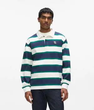 Karl Lagerfeld Ikon Striped Rugby Polo Shirt - Peacoat-white