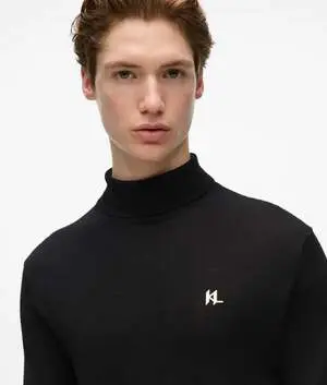 Karl Lagerfeld Monogram Wool Turtleneck Sweater