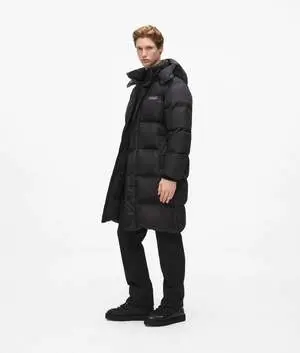 Karl Lagerfeld Long Hooded Puffer Jacket