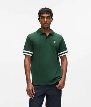 Karl Lagerfeld Ikon Striped Sleeve Polo Shirt - Evergreen
