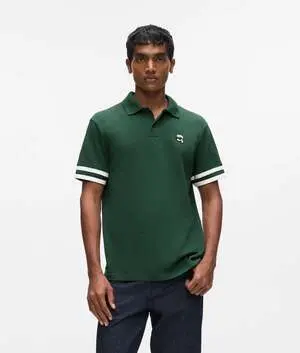 Karl Lagerfeld Ikon Striped Sleeve Polo Shirt - Evergreen