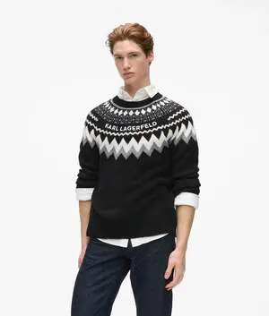 Karl Lagerfeld Fairisle Knitted Sweater - Black